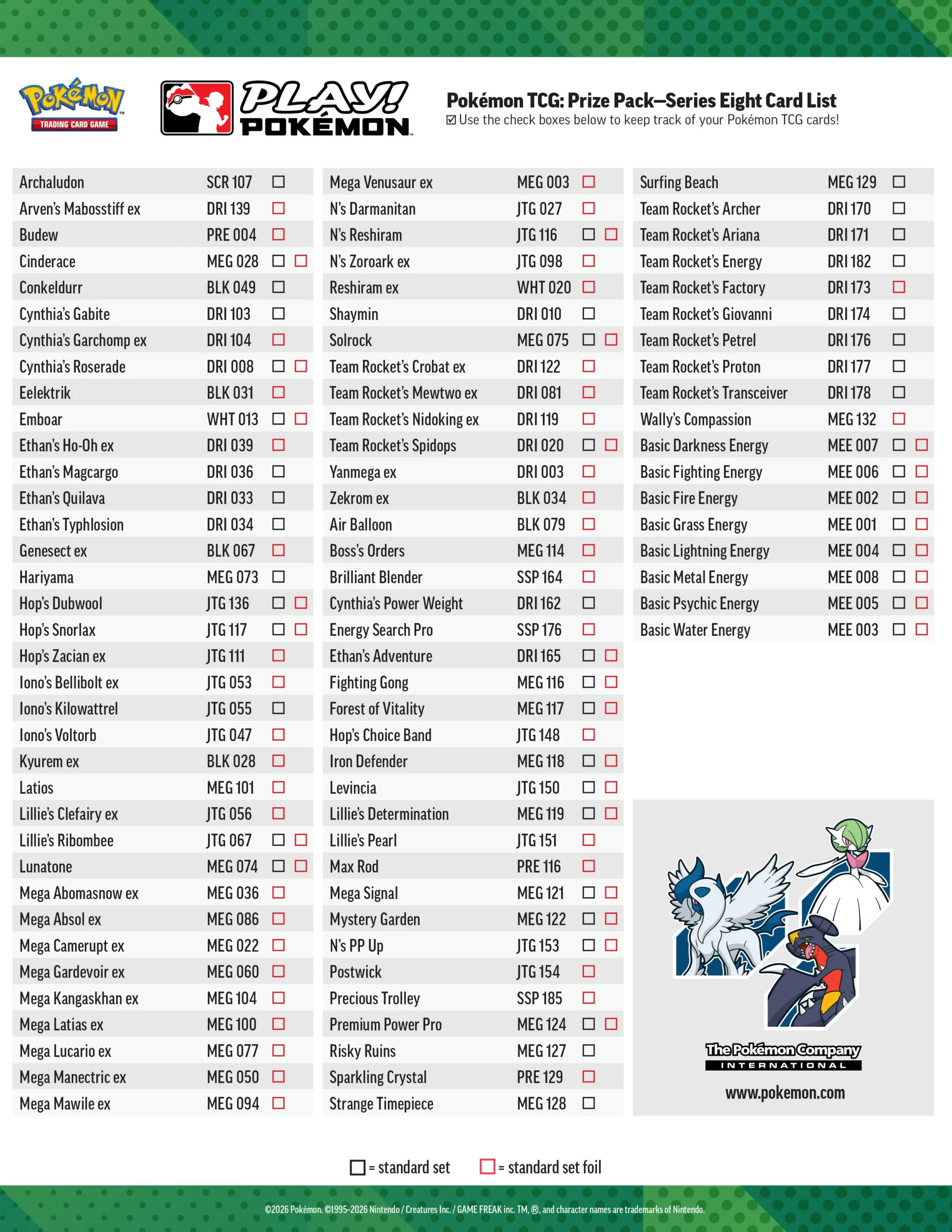 Prize Pack Series Eight releases January 1, 2026 - full set list ...